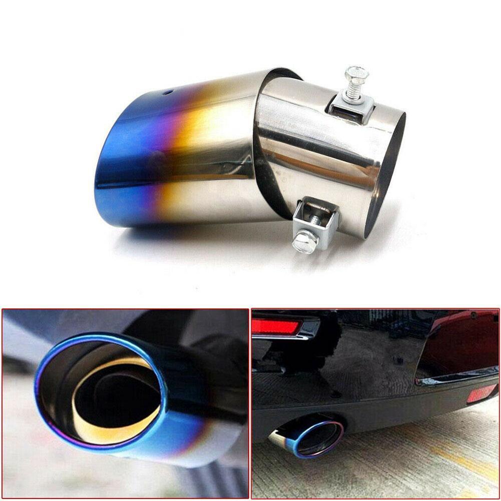 Universal Half Blue Car Exhaust Muffler Tip Round Stainless Steel ...