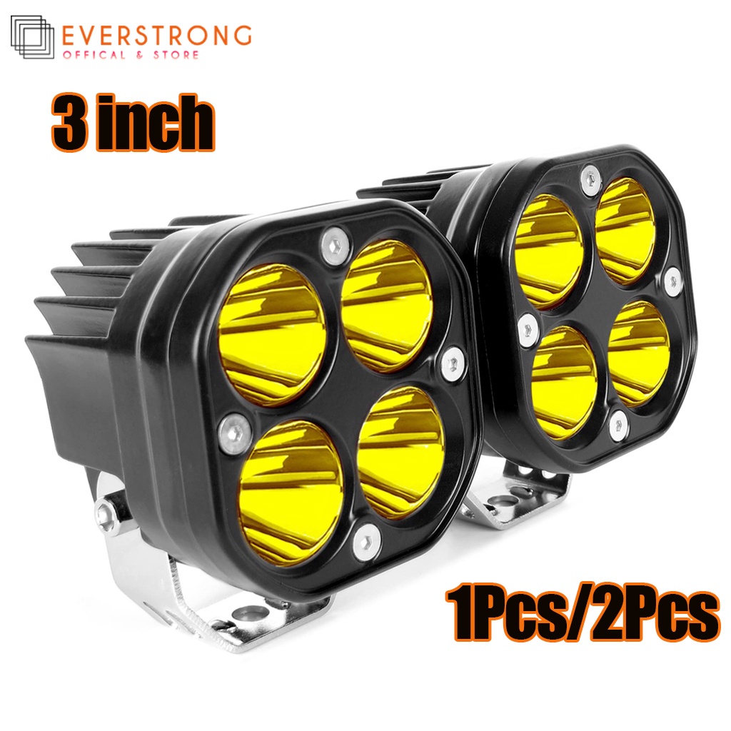 2Pcs LED Square Mini Driving Light Fog Lights Auxiliary Lights Bumper ...