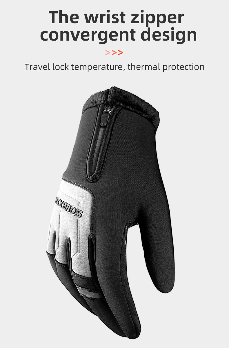 Rockbros Motorcycle Gloves Winter Warm Fleece Long Finger Screen ...