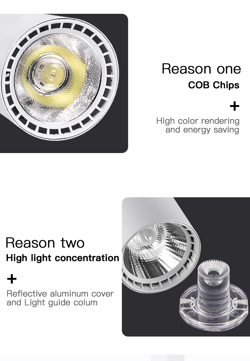 Led Track Light Ceiling Tricolor Spotlight 12w 20w 30w 40w Warm White ...