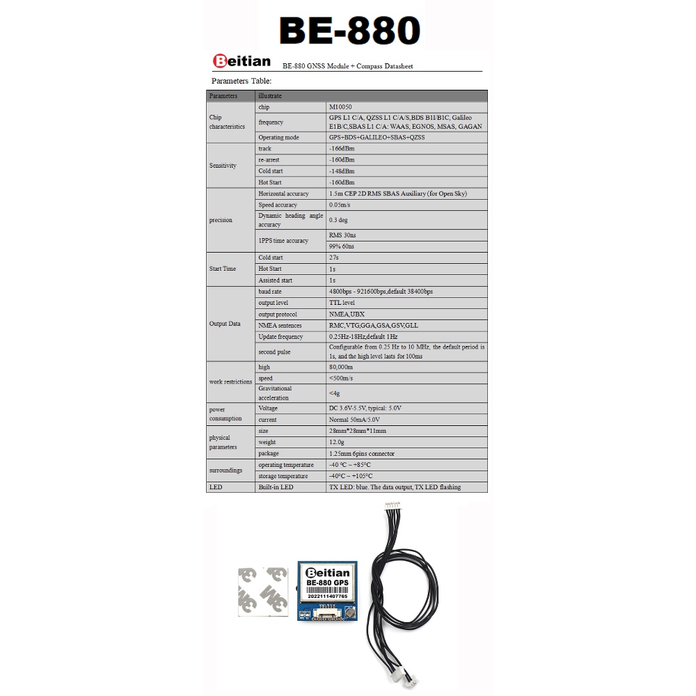 Beitian BE-180 BE-220 BE-280 BE-880 3.0V-5.0V TTL level GNSS Module GPS ...