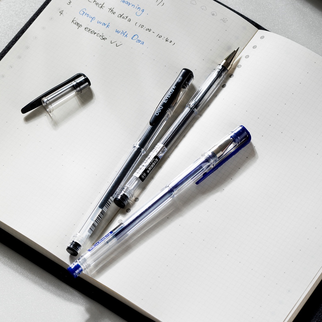 Deli Gel Pen 0.5mm Black/Blue Ballpen Sign Pen Student Writing Pen ...