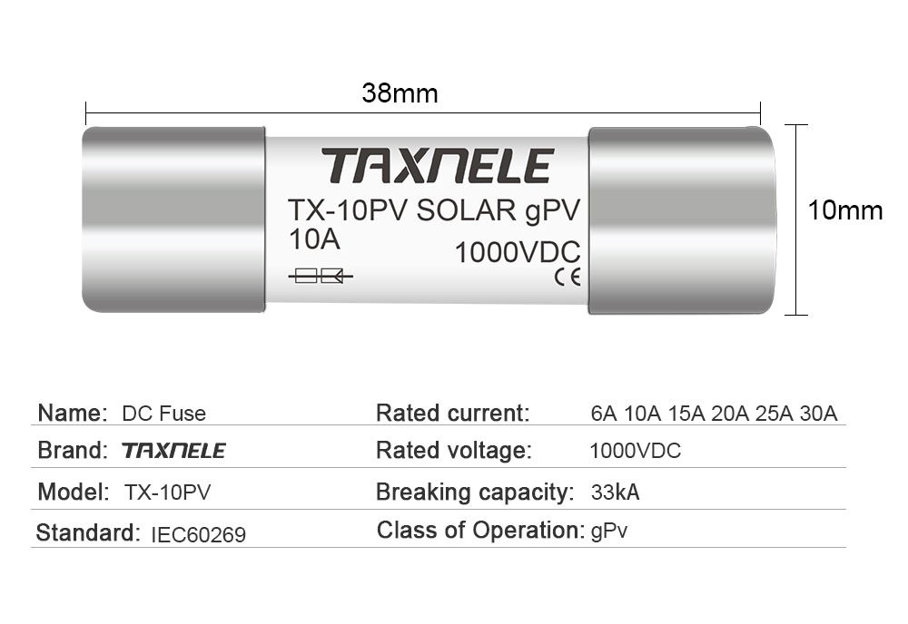 Solar DC Fuse 1000V PV Photovoltaic 6A 10A 15A 20A 25A 30A DC Fuse ...
