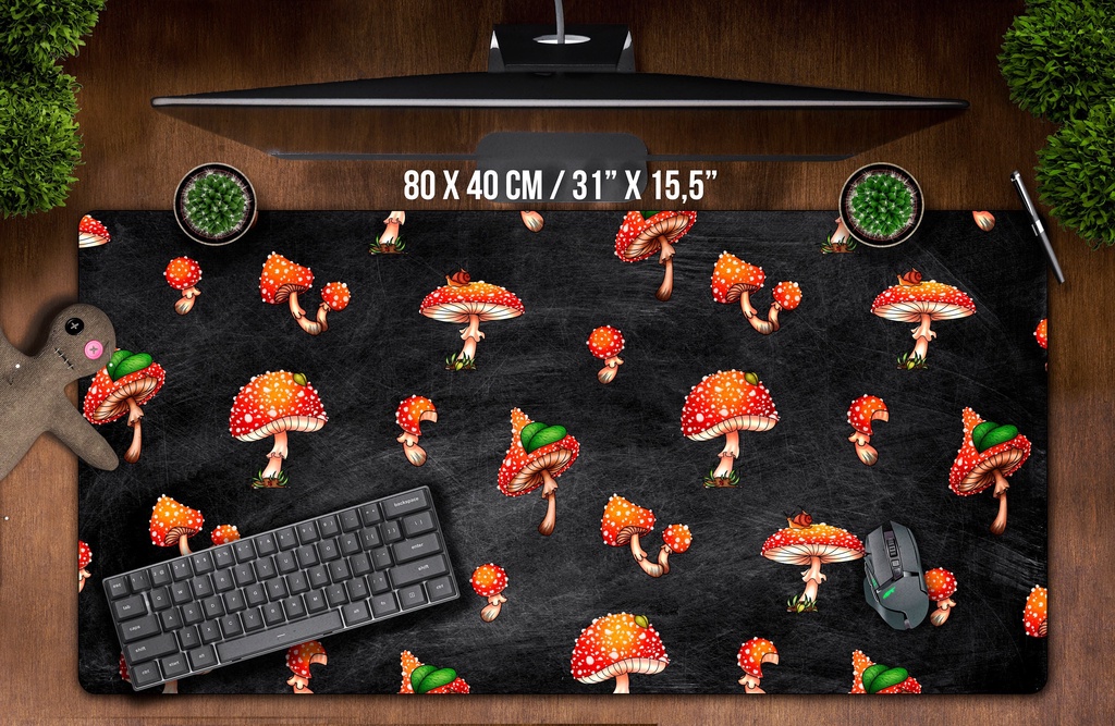 Fly Agarics Desk Mat, Magic Mushrooms accesories, Anime japanese cute ...