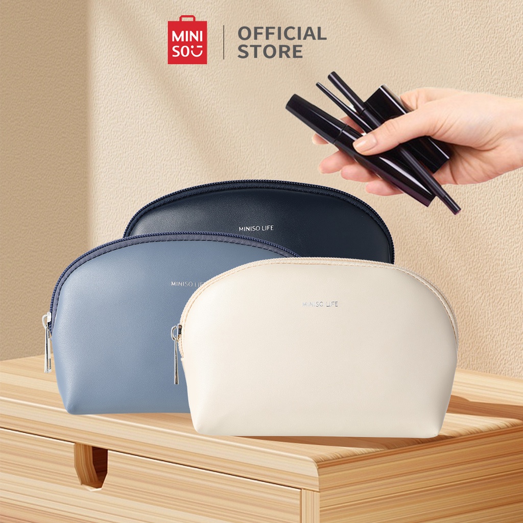 Miniso Official Plain Cosmetic Pouch Bag Simple Shell Shaped Cosmetic ...