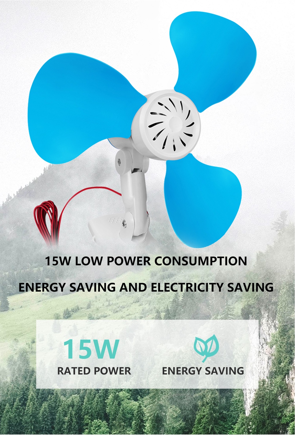 NSS 12V DC clip fan desk fan wall fan 12W 250mm 3 blade fan energy ...