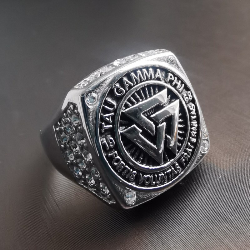 Stainless Steel Men's Ring Tau Gamma Phi Fraternity Ring with ...
