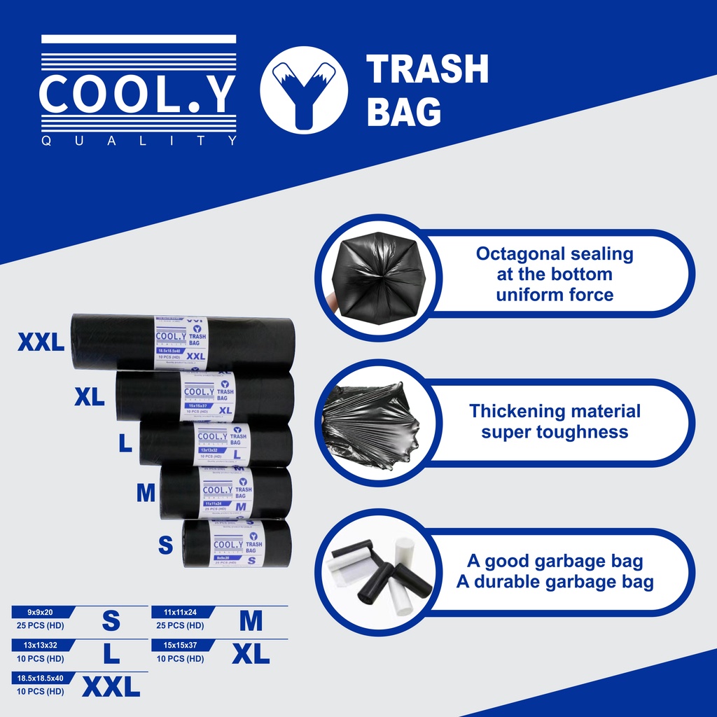 COOL.Y Trash Bag Biodegradable Trash bag Garbage bag Black (Small ...
