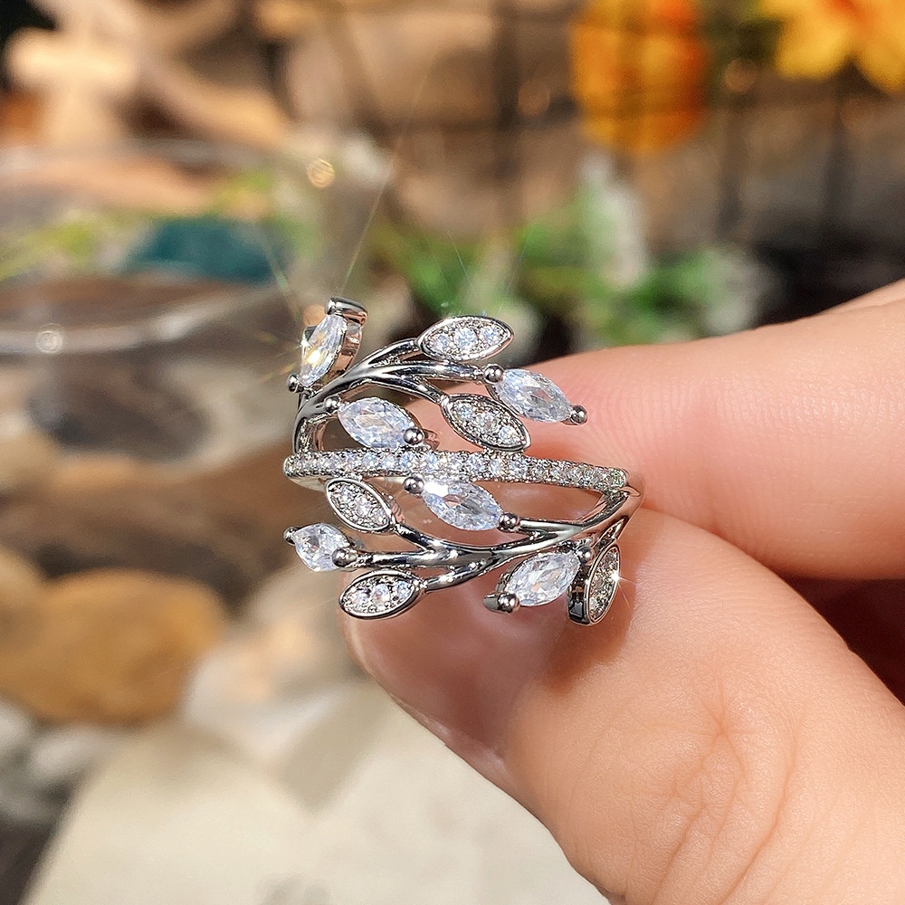 Winding Intertwined Leaves Creative Unique Flower Leaf Ring | Shopee ...