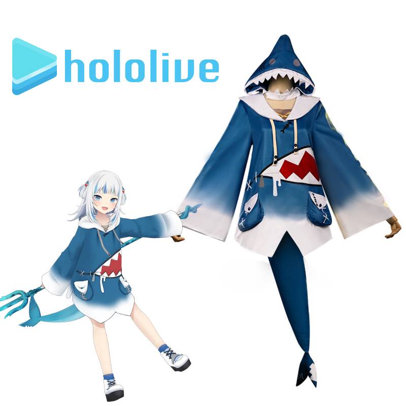 Gawr Unique Hololive Gura Shark Role Play Costume Outfit Tail Fish With ...