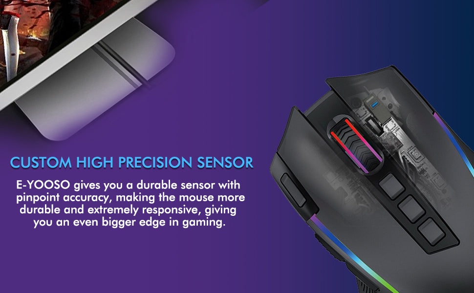 E-Yooso X-11 RGB Ergonomic Wireless Gaming Mouse (Black) | Shopee Philippines