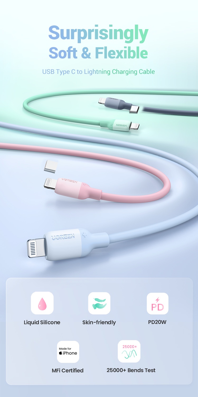 UGREEN USB C to Lightning Cable Mfi Certification Lightning Cable, PD ...