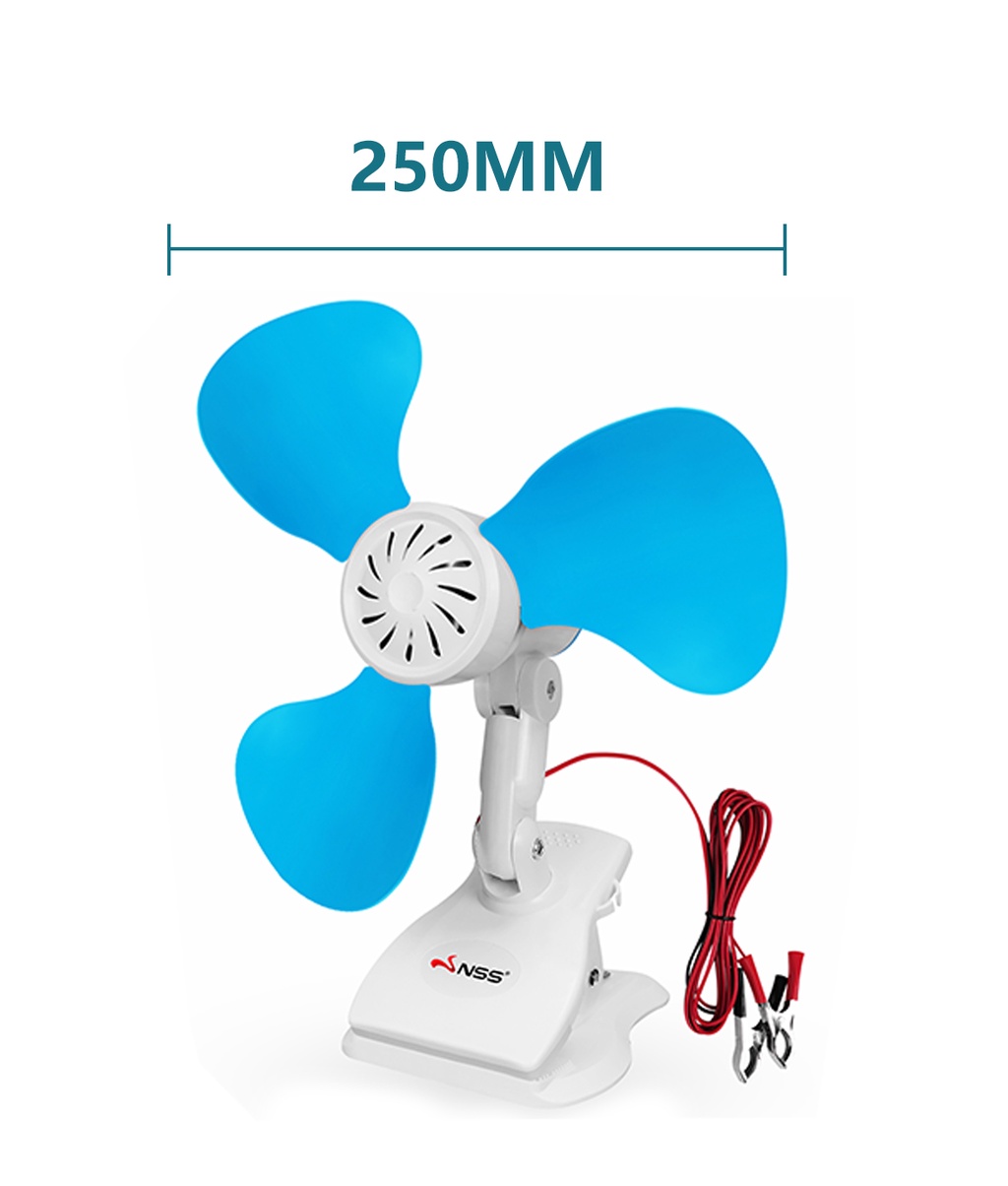NSS 12V DC clip fan desk fan wall fan 12W 250mm 3 blade fan energy ...