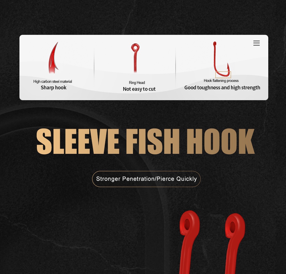 Red Fishing Hook High Carbon Steel Worm Hooks Tackle 50Pcs/100Pcs ...