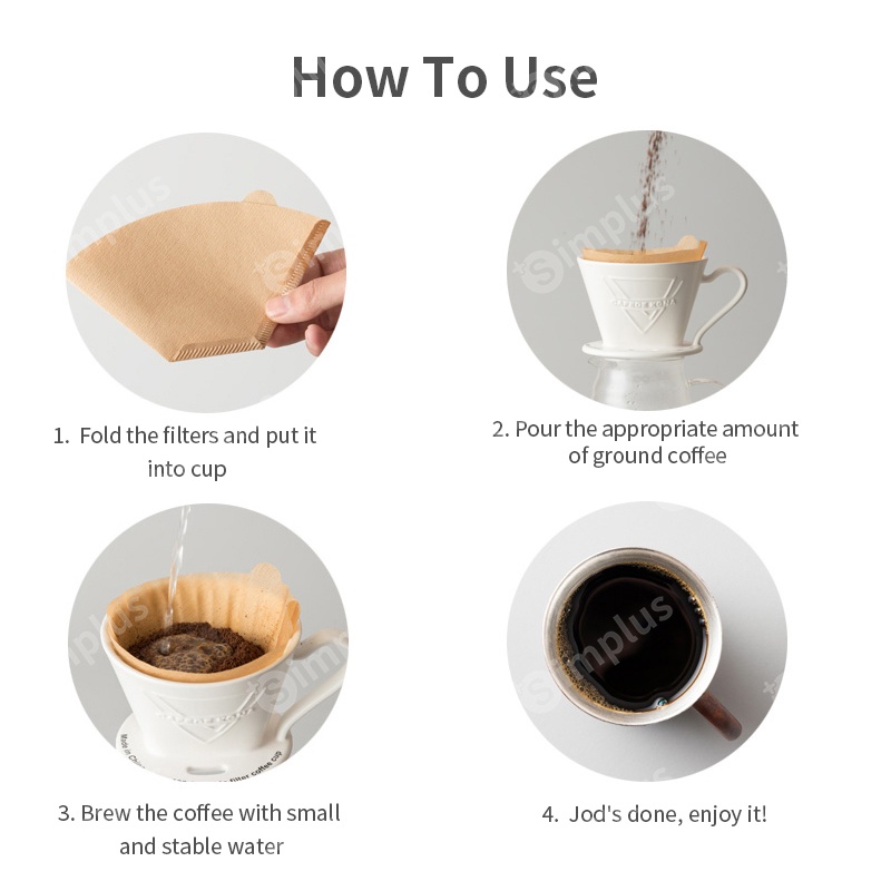 Simplus 40pcs Coffee Filters Coffee Paper Natural Unbleached Filters ...