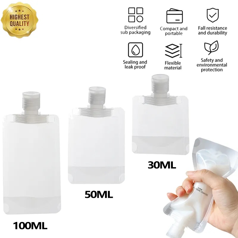 Clear 30/50/100ml Reusable Leakproof Refillable Pouches Cosmetic ...