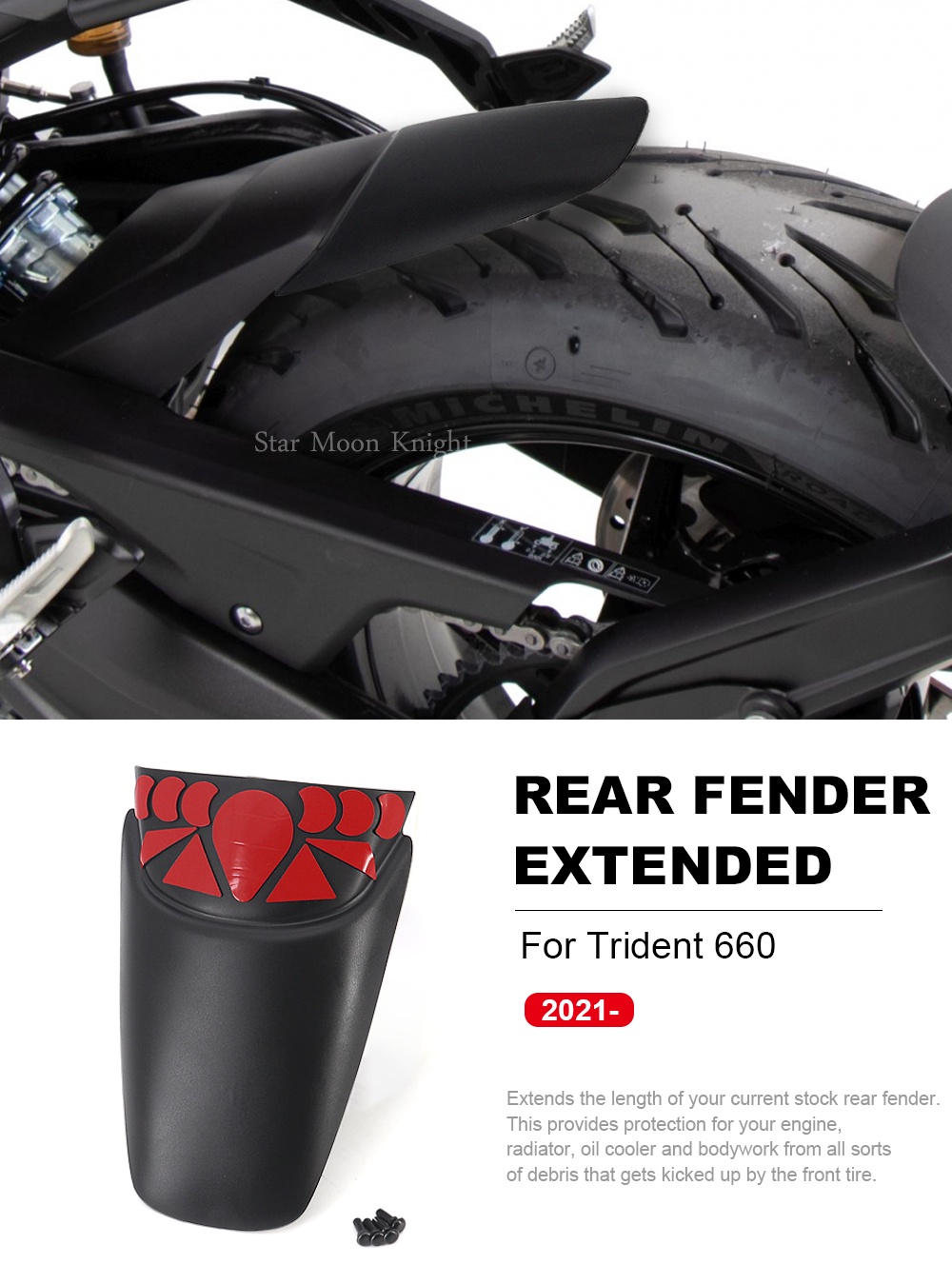Motorcycle Rear Fender Mudguard Extender For Triumph Trident 660 2021 ...