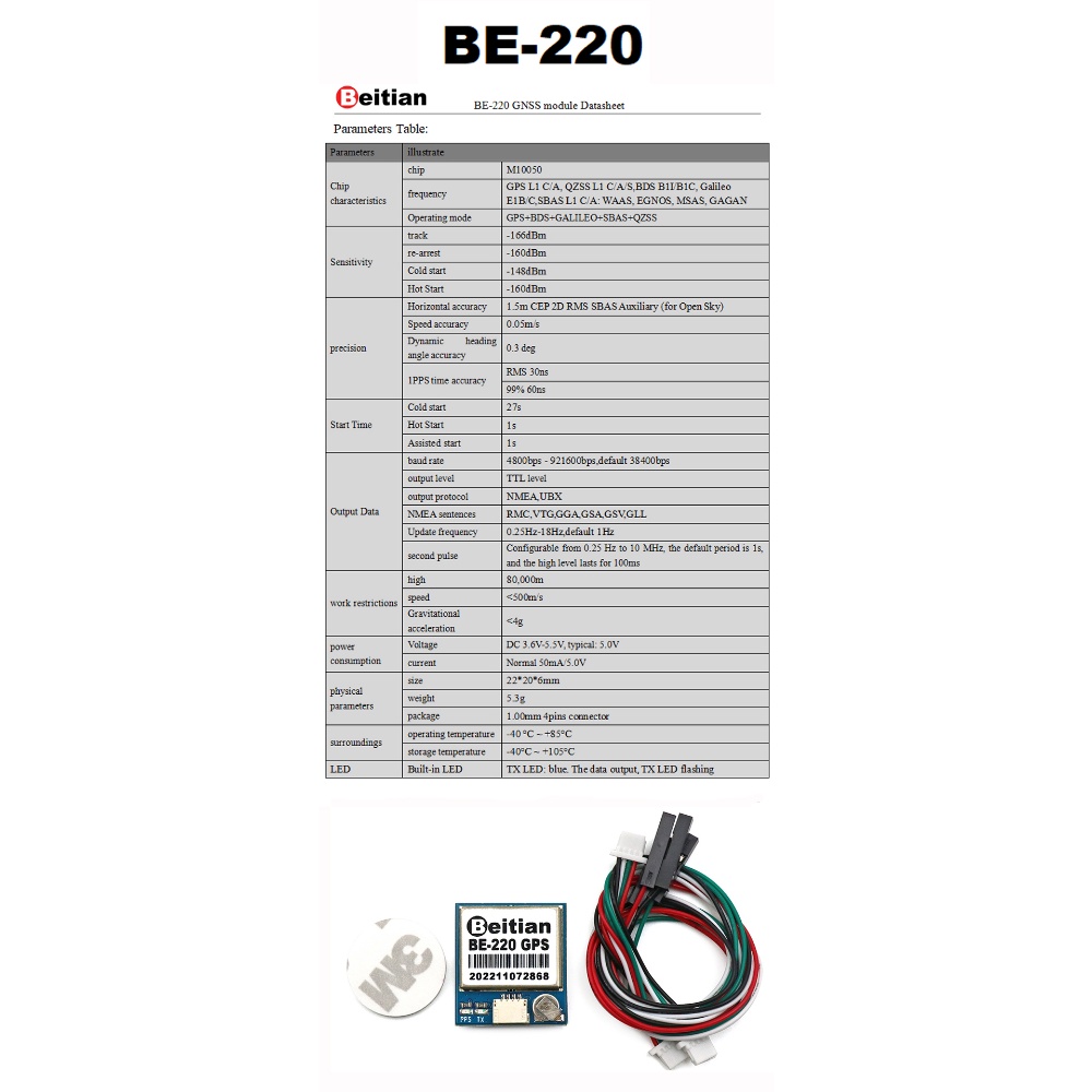 Beitian GPS Module BE-180 BE-220 BE-280 BE-880 With Antenna M10050 GNSS ...