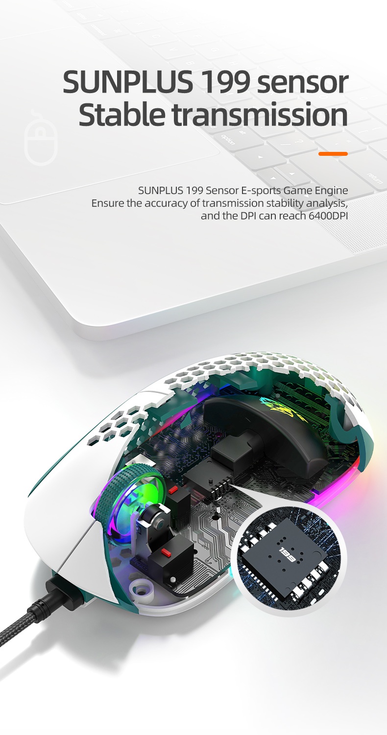 Ziyoulang M8 Wired Gaming Mouse 12000 DPI 16 RGB Backlit Ultralight ...