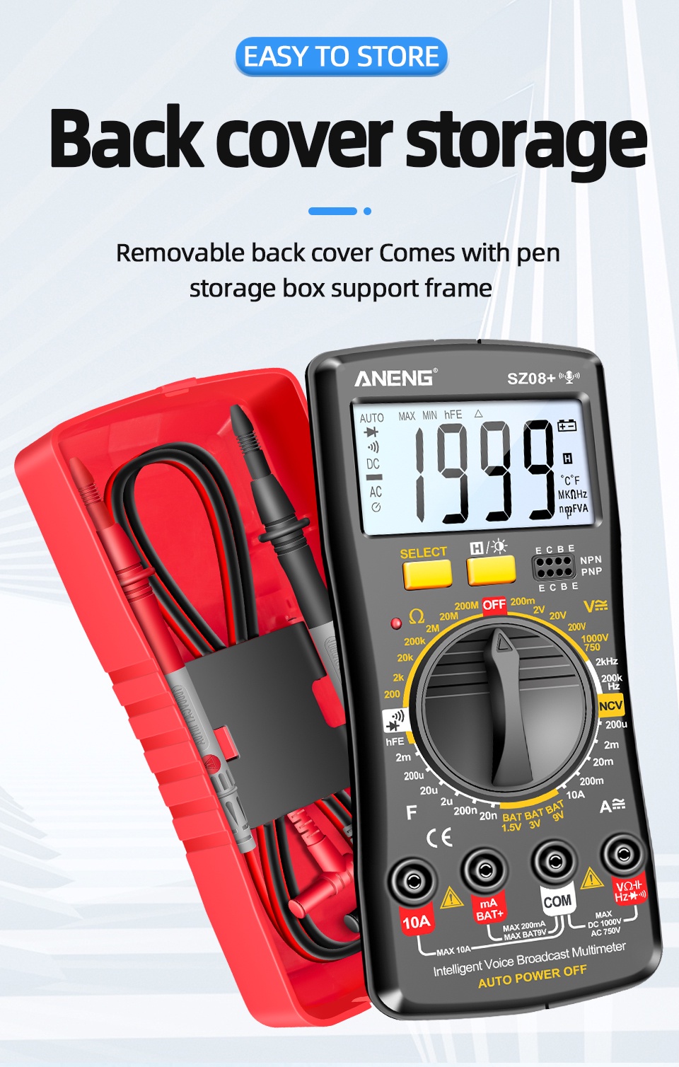 Aneng Sz08+ Digital Profesional Multimeter Voice Broadcast Ac/Dc ...