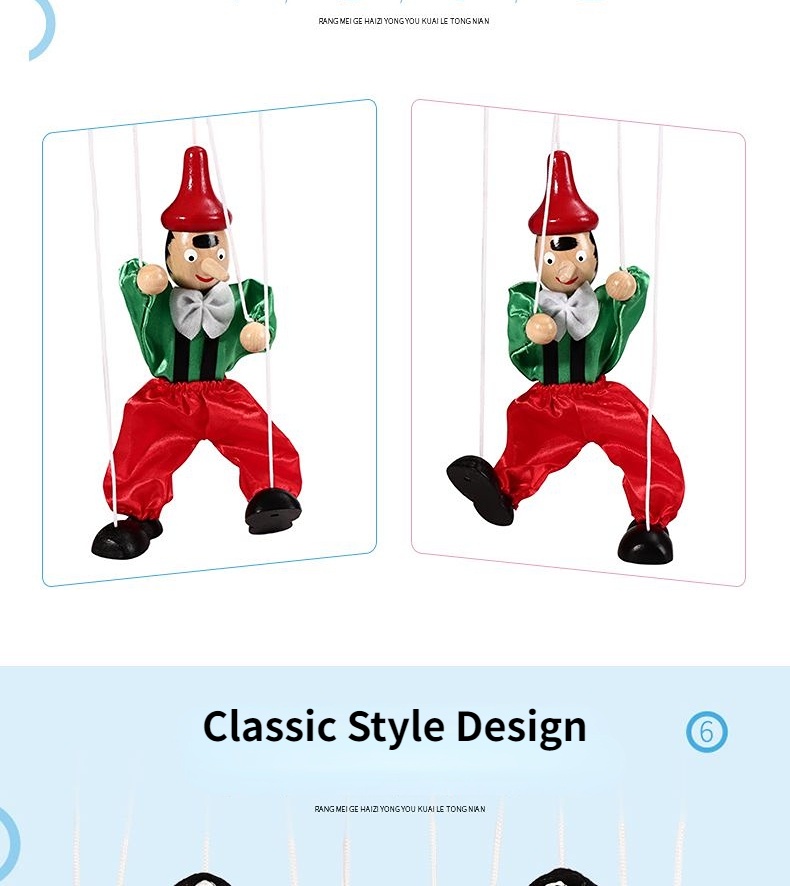 Puppets Pull String Puppet Wooden Doll Handmade Puppeteers Doll ...