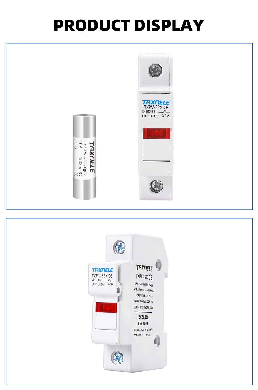 Solar DC Fuse 1000V PV Photovoltaic 6A 10A 15A 20A 25A 30A DC Fuse ...