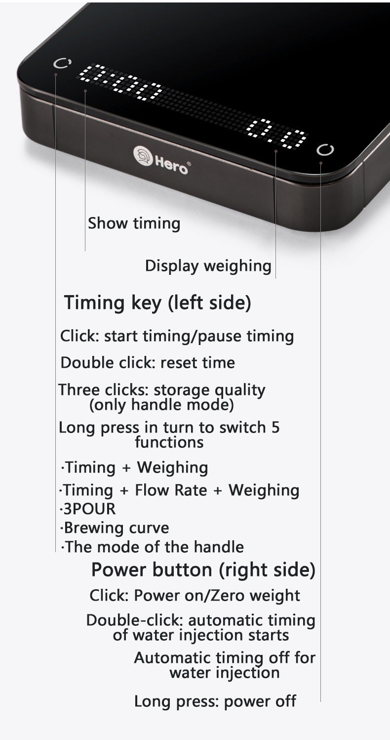 Hero High Precision 0.1g LED Smart Kitchen Scale Coffee Electronic Scales Pour Coffee Electronic ...