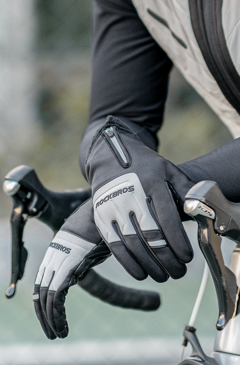 Rockbros Motorcycle Gloves Winter Warm Fleece Long Finger Screen ...