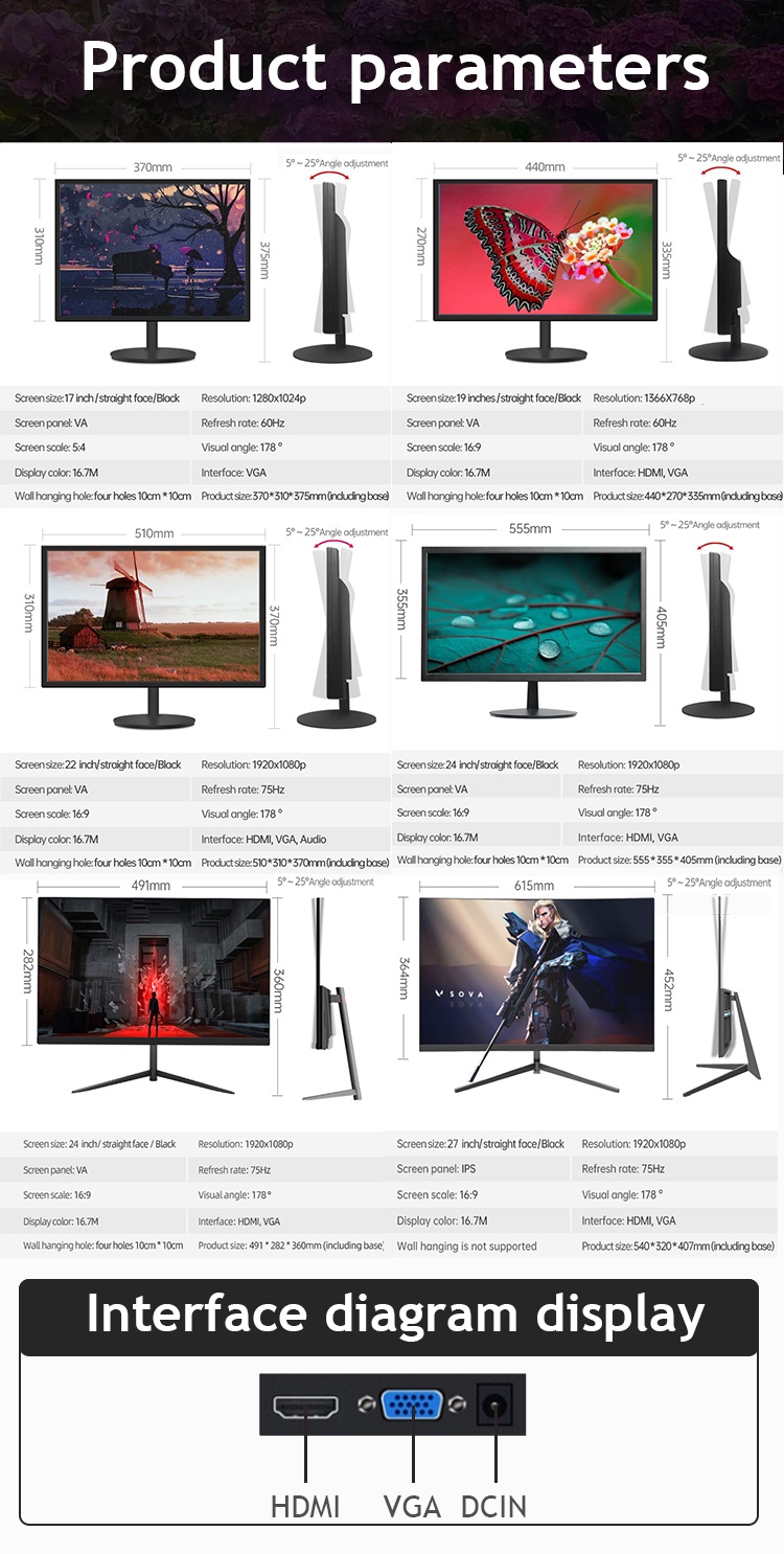 VOVOVA Desktop Computer set pc Inter i7 Full Set PC Set Gaming computer ...