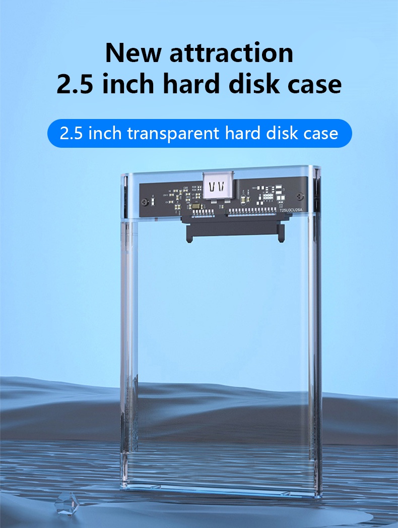 Type-C Transparent Box HDD Enclosure 3.1 Notebook 2.5 inch SSD Solid ...