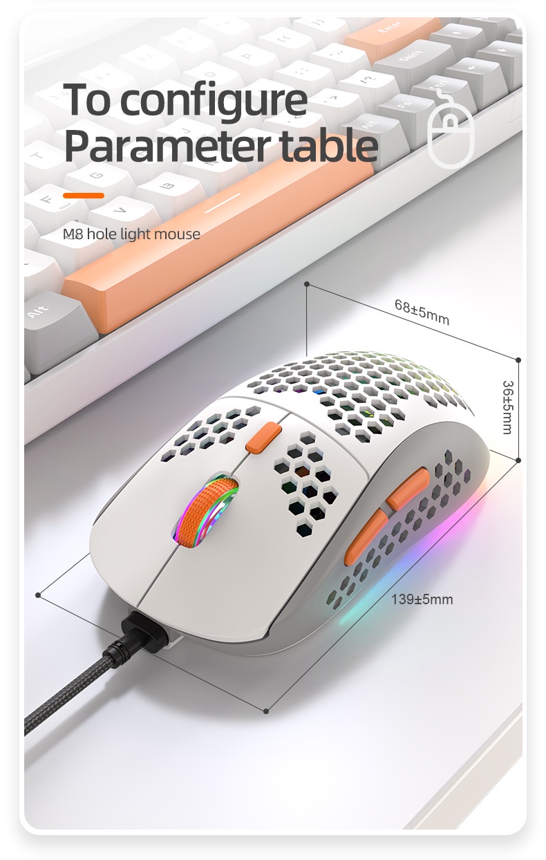 Ziyoulang M8 Wired Gaming Mouse 12000 DPI 16 RGB Backlit Ultralight ...