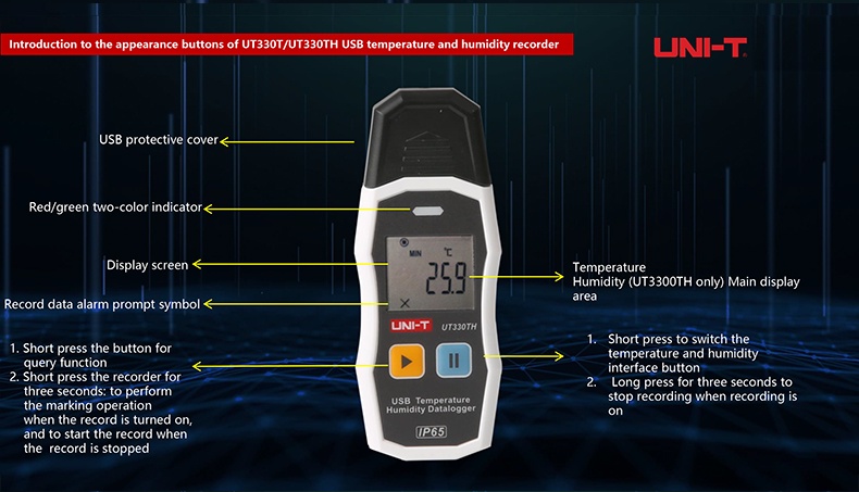 UNI-T Humidity and Temperature Data Logger Digital Thermometer ...