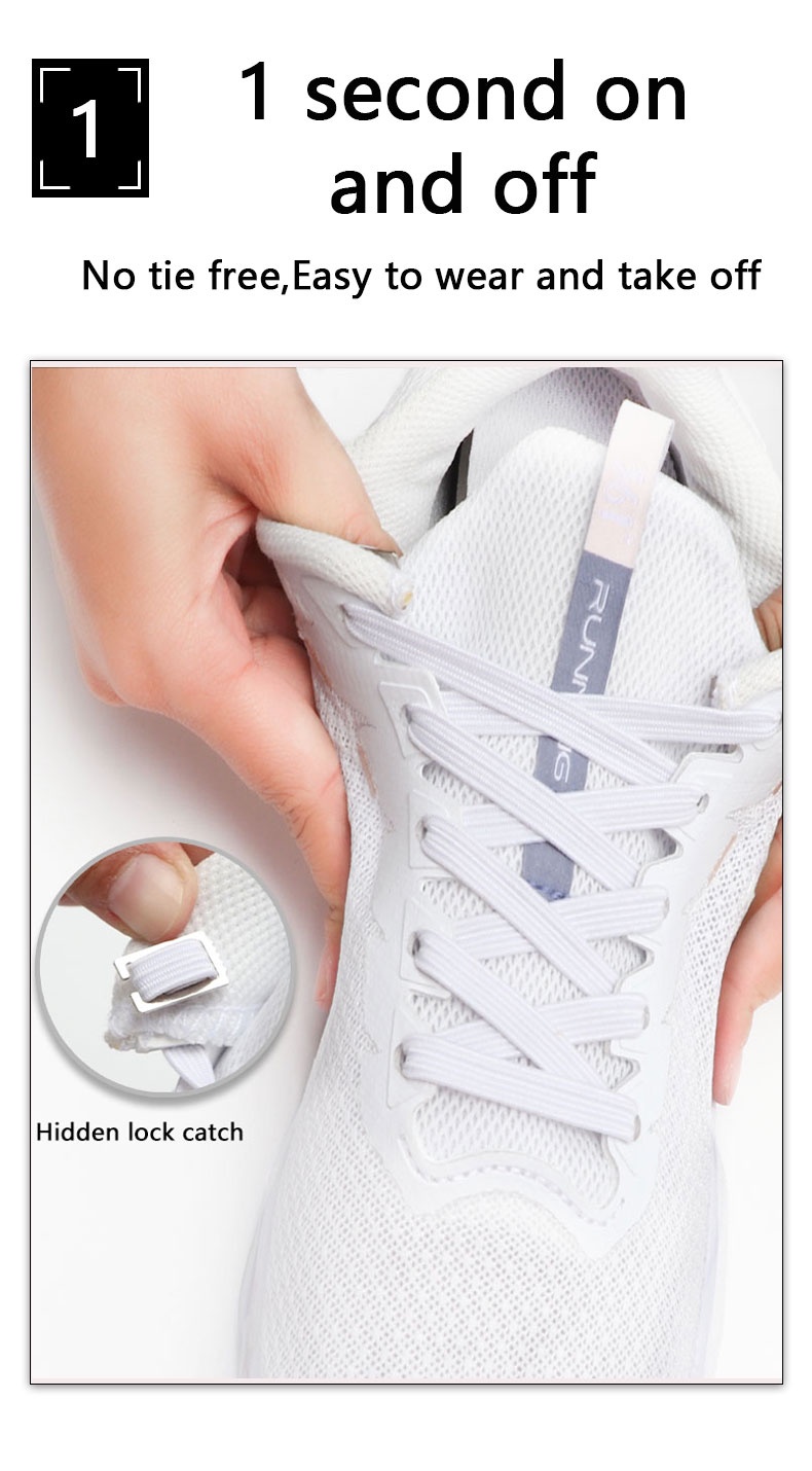 1 Pair Elastic No Tie Shoe Laces Anchors Flat Shoelace Lock Clip for ...