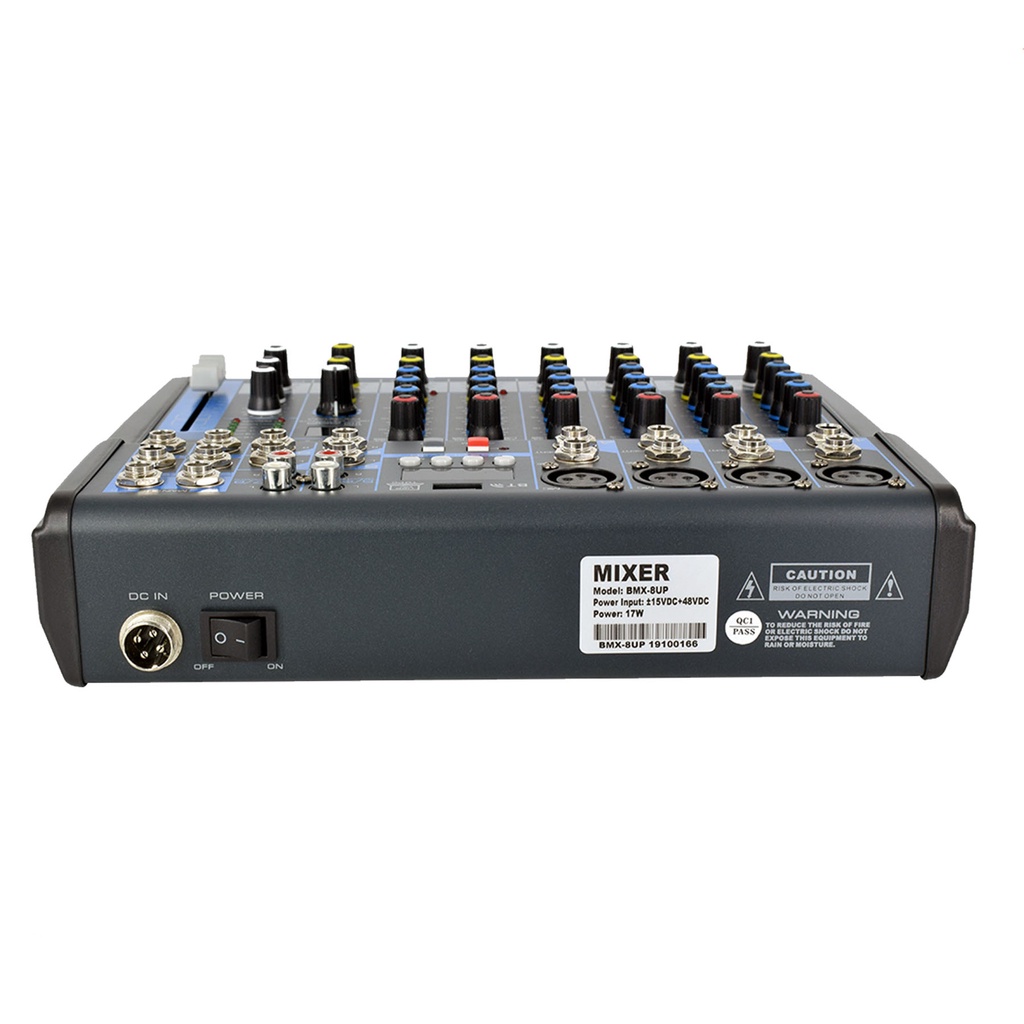 KEVLER Kix Audio 8 Channel Compact Bluetooth Audio Mixer w/ 4 Mic/Line ...