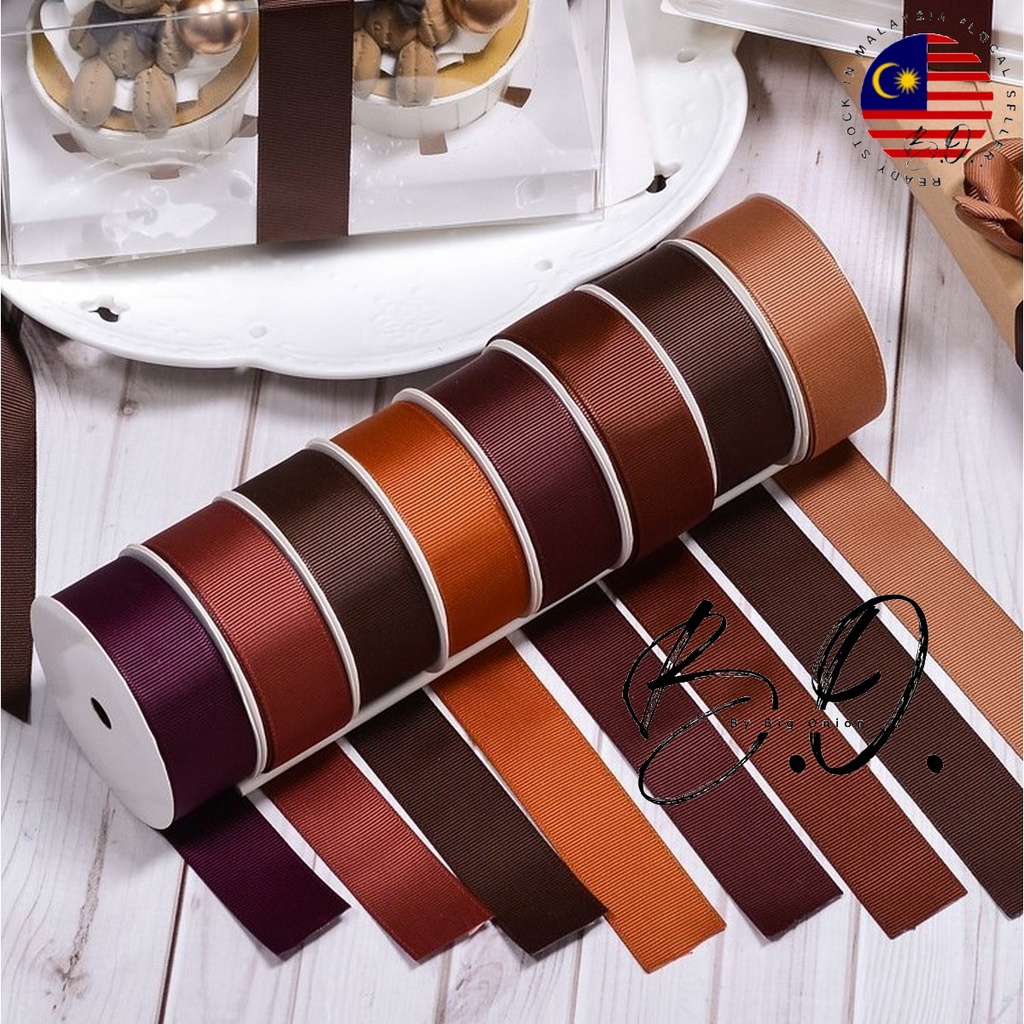 BROWN COKLAT 5 meter Premium Grosgrain Ribbon Bow Wrap Reben Hantaran ...