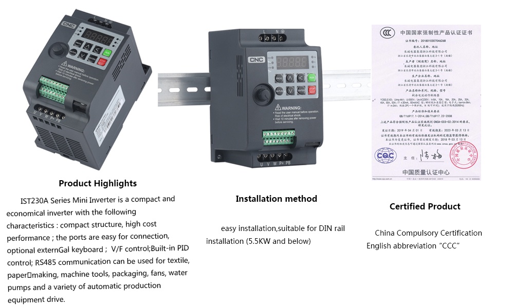 CNC IST230A Inverter 0.75KW/1.5KW/2.2KW Frequency Inverter 3P 220V/380V ...