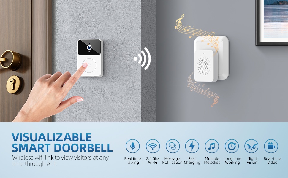 Doorbell Wireless with Camera WIFI Doorbell HD Smart Night Vision ...