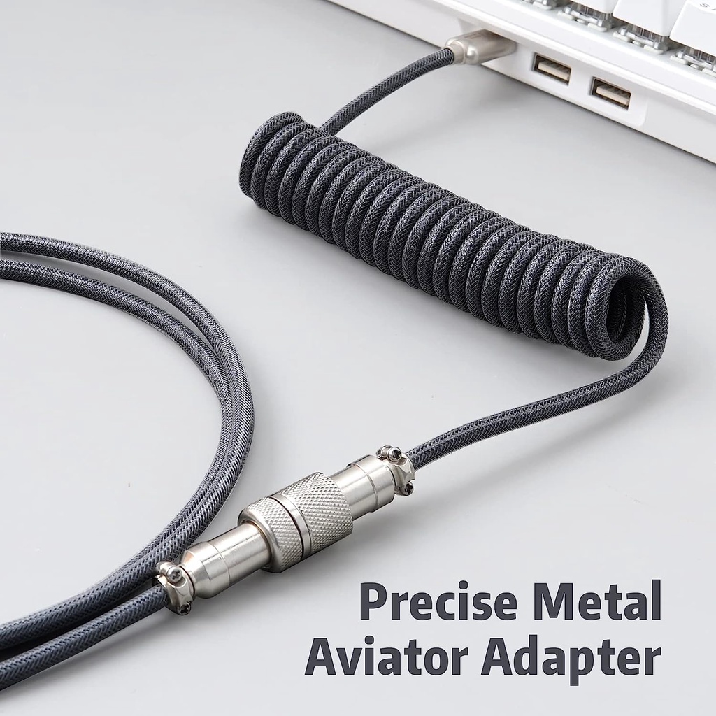 Royal Kludge M12 5ft Braided USB-A to Type-C Aviator Connector Cable ...