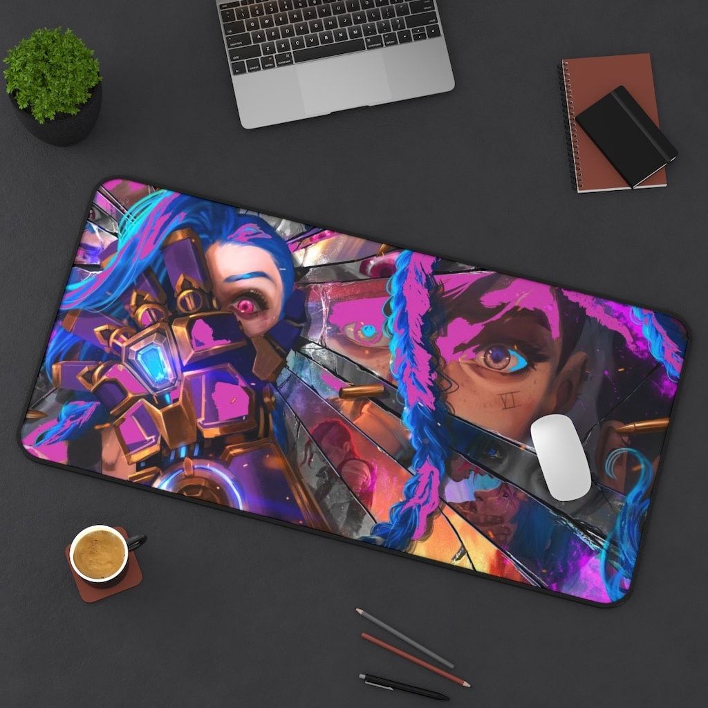Arcane Desk Mat Mouse Pad Jinx Vi League Of Legends Edited Cool ...