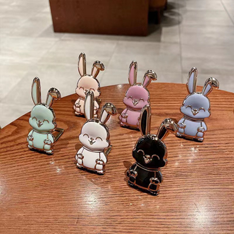 Phone Holder Stand Cute Cartoon Push-Pull Rabbit Mobile Phone Holder ...