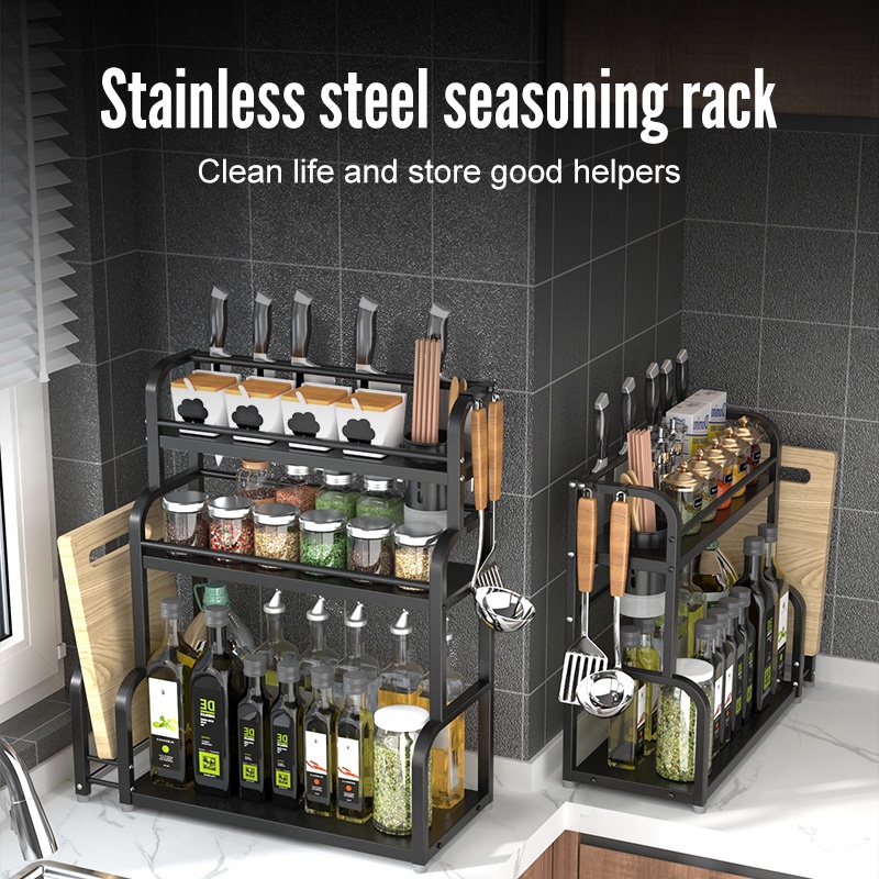 Spice Rack Stainless Steel Kitchen Condiment Seasoning Storage ...