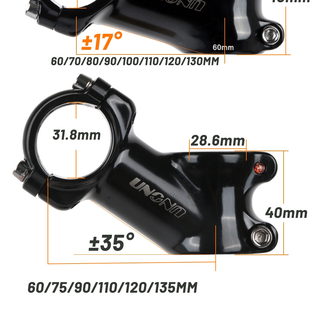 UNO Stem 7/17/25/35 Degree Ultralight Mountain Bike Stem 31.8*60 70 80 90 100 110 120 130mm Size ...