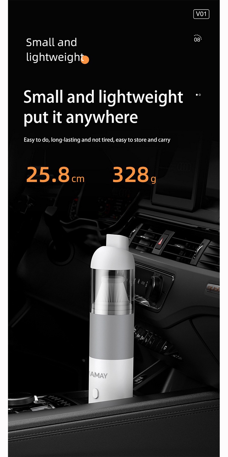 【Free gift】JAMAY Mini Vacuum Cleaner V01 20000Pa Cordless Car Vacuum ...