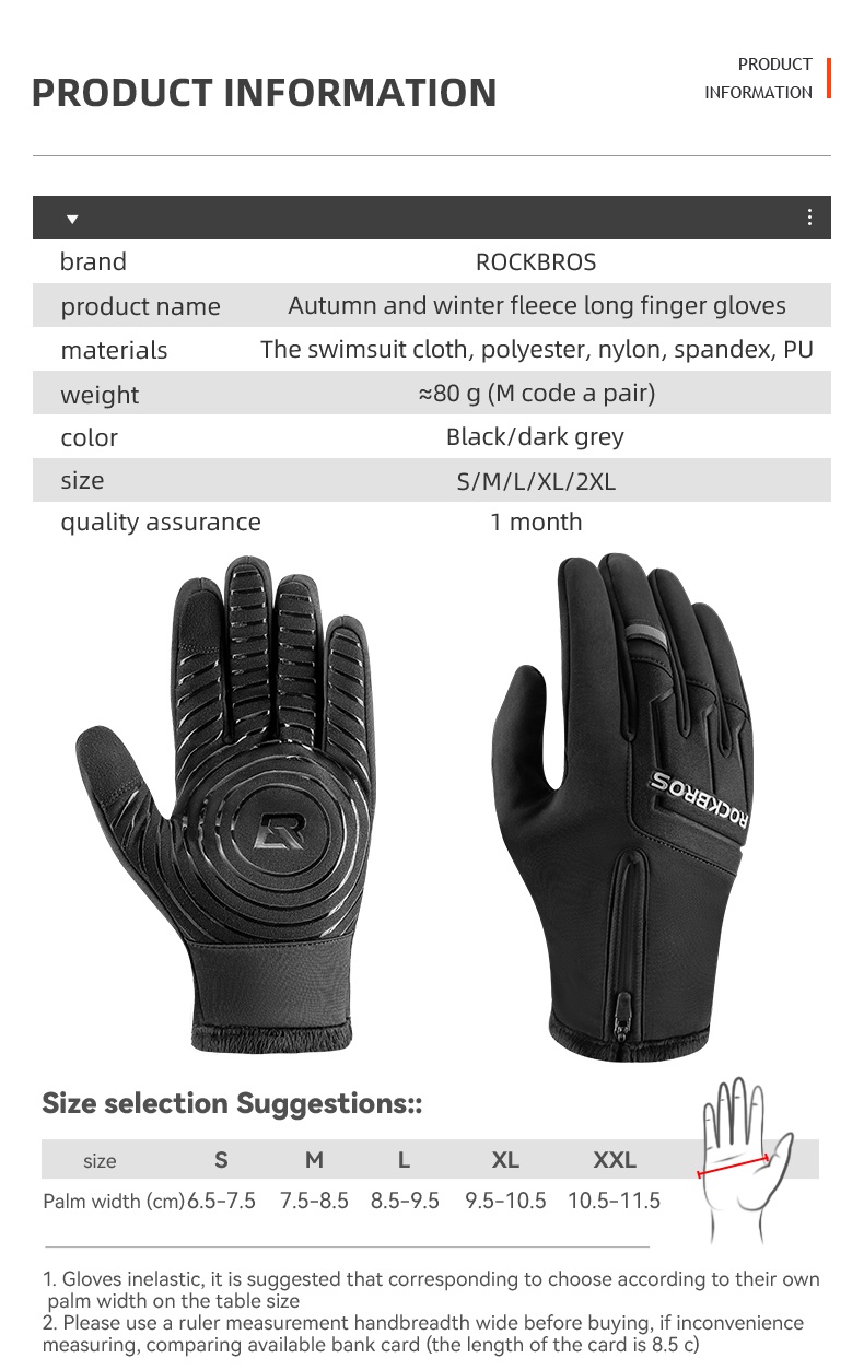 Rockbros Motorcycle Gloves Winter Warm Fleece Long Finger Screen ...