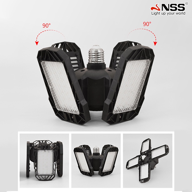 NSS foldable fan blade light garage light E27 ceiling light 60W/80W (3 ...
