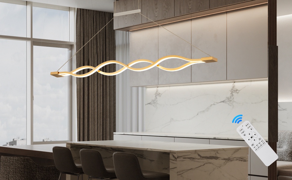 Pendant Lighting, 2-Light 32W Dimmable Modern LED Chandelier Linear ...