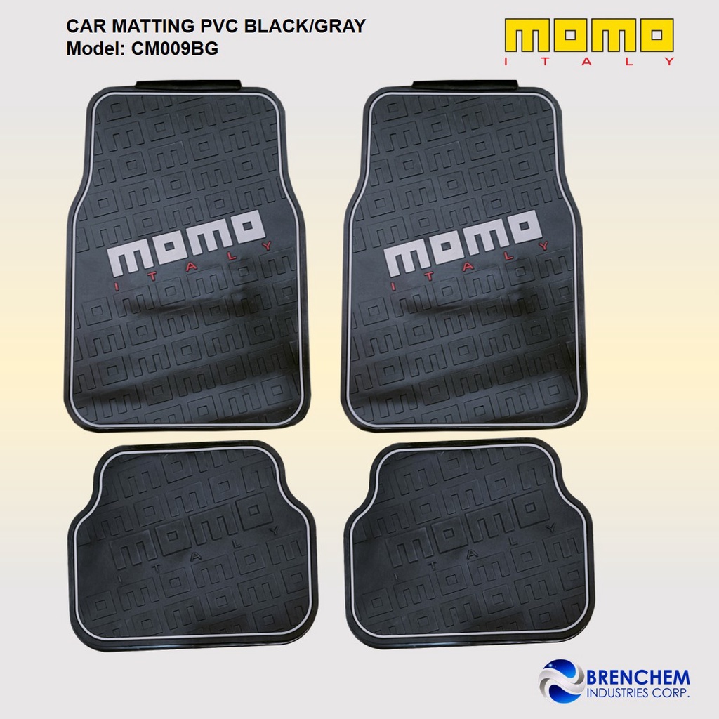 Momo Italy Universal Rubber Car Mats Black and Red with Logo 4pcs ...
