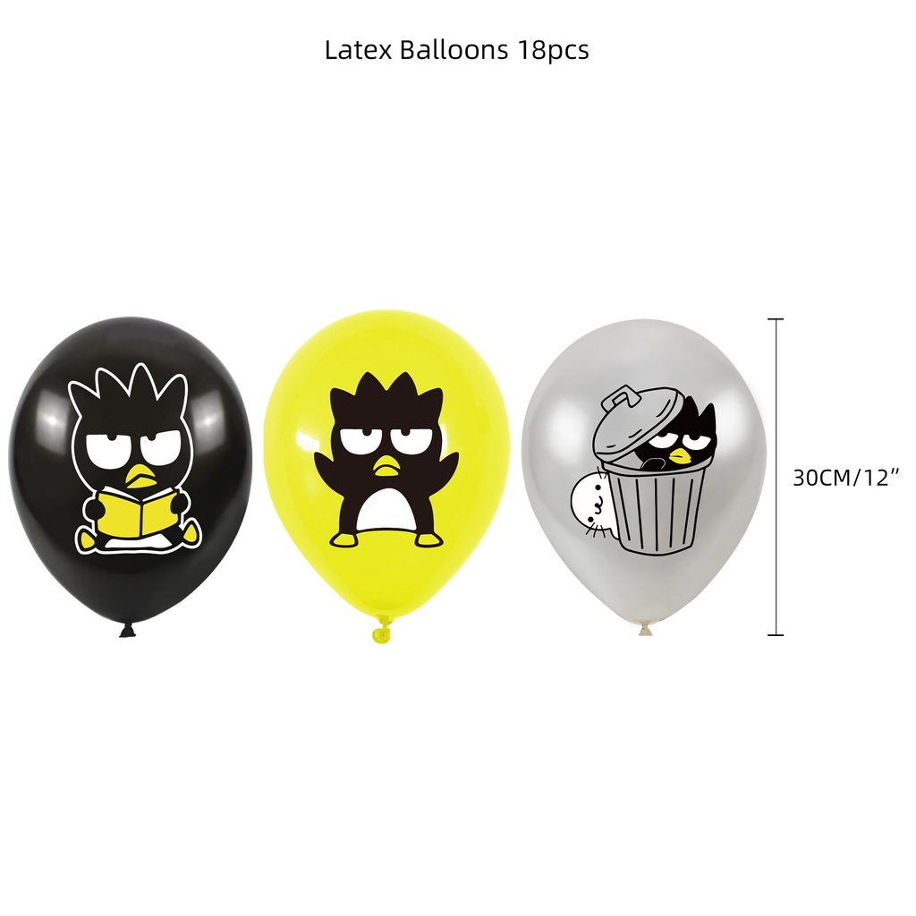 Sanrio BAD BADTZ-MARU XO Penguin Balloons Banner Cake Toppers Birthday ...
