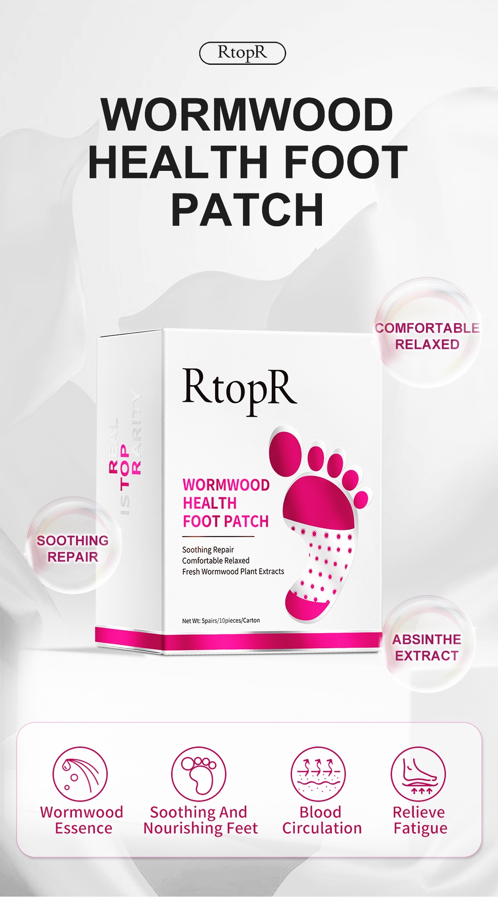 RtopR Mugwort Health Foot Patches with Ginseng and Angelica, Cold ...