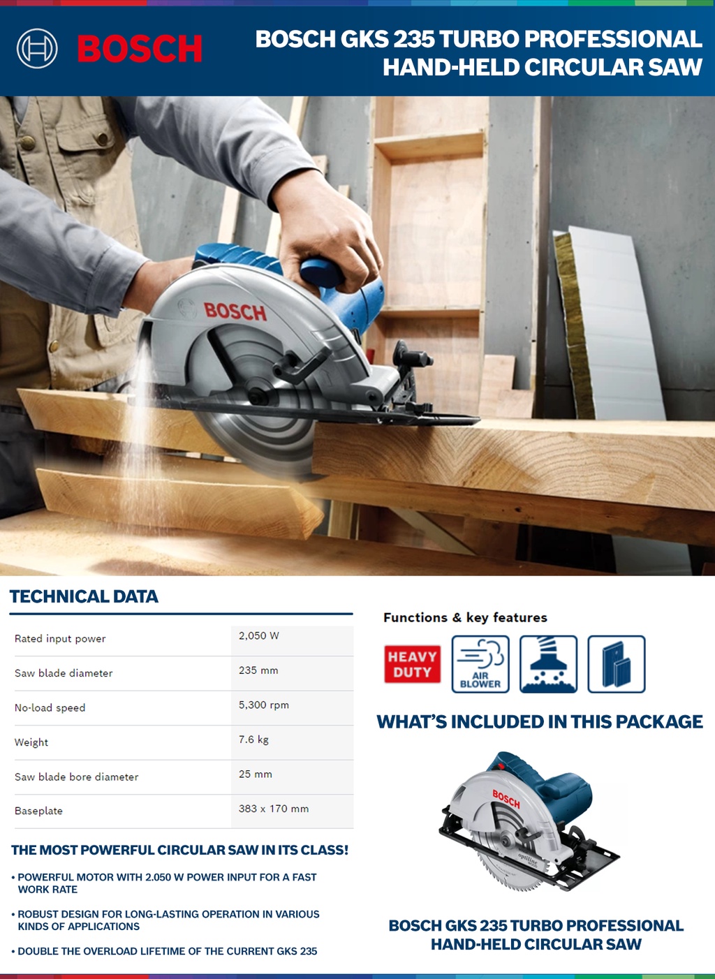 Bosch GKS 235 TURBO Professional Hand-Held Circular Saw - Power Tool ...